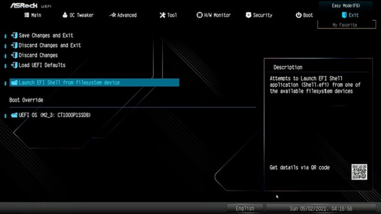 UEFI ShellをBIOSから起動する – Boot macOS