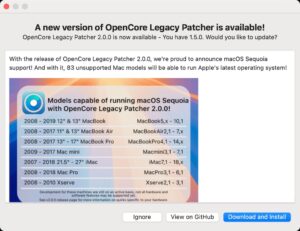 OpenCore Legacy PatcherがSequoiaに対応 – Boot macOS