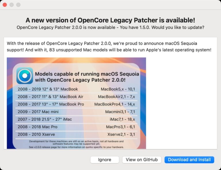 OpenCore Legacy PatcherがSequoiaに対応 – Boot macOS